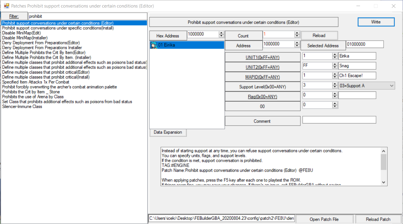 FE Builder Prohibit Support Patch - Questions - Fire Emblem Universe
